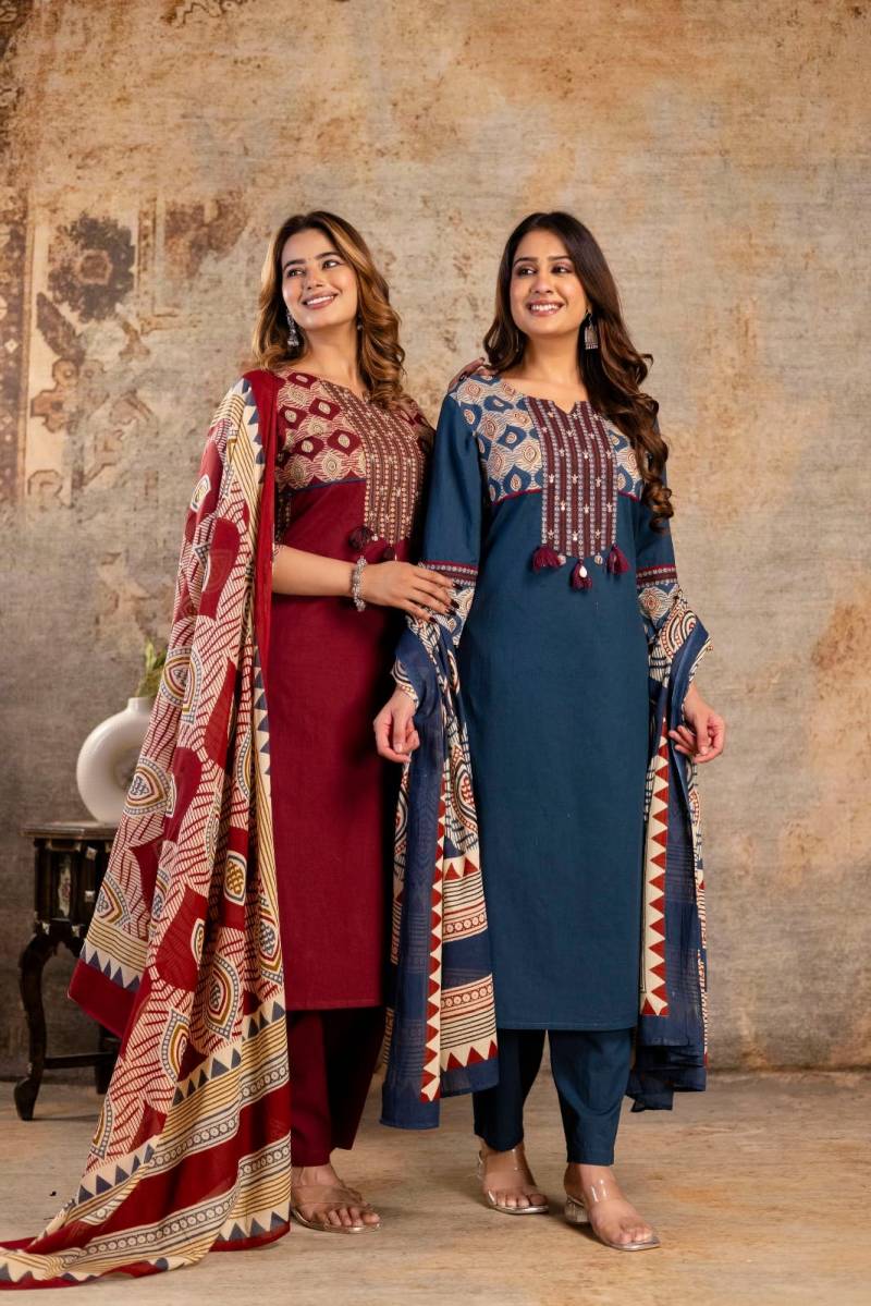 Naisha K 01 Cotton Kurti Bottom With Dupatta Collection