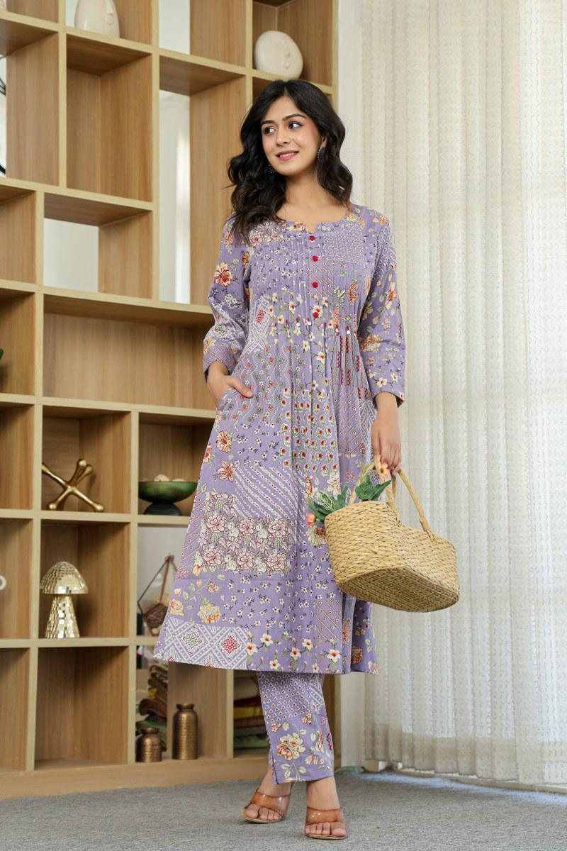 Naisha K 100 Cotton Printed Kurti With Bottom Collection