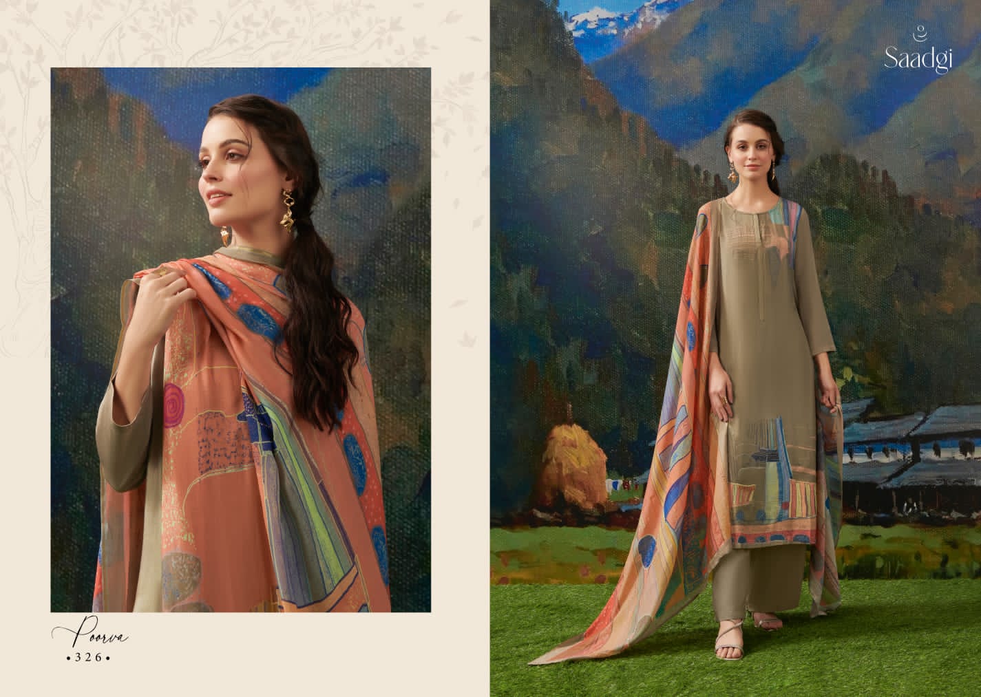 Saadgi Poorva Digital Printed Silk Dress Material Collection