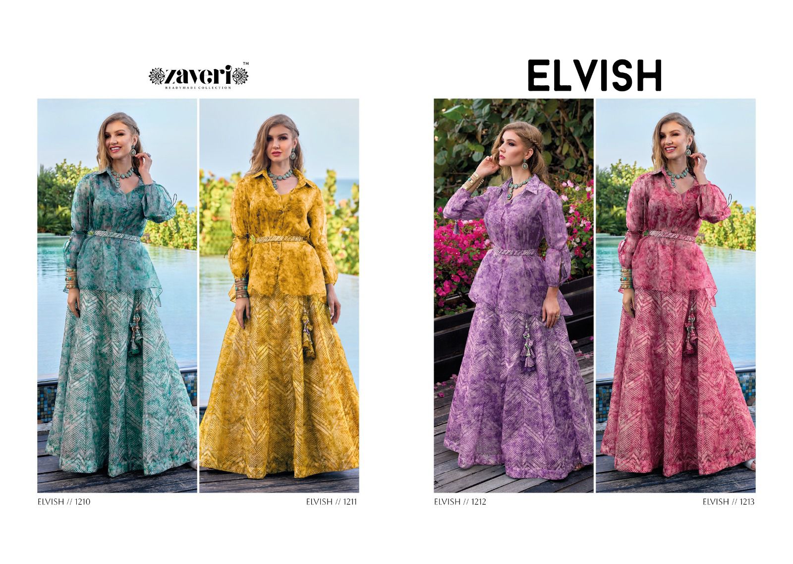 Zaveri Elvish Designer Wear Fancy Top With Skirt Collection