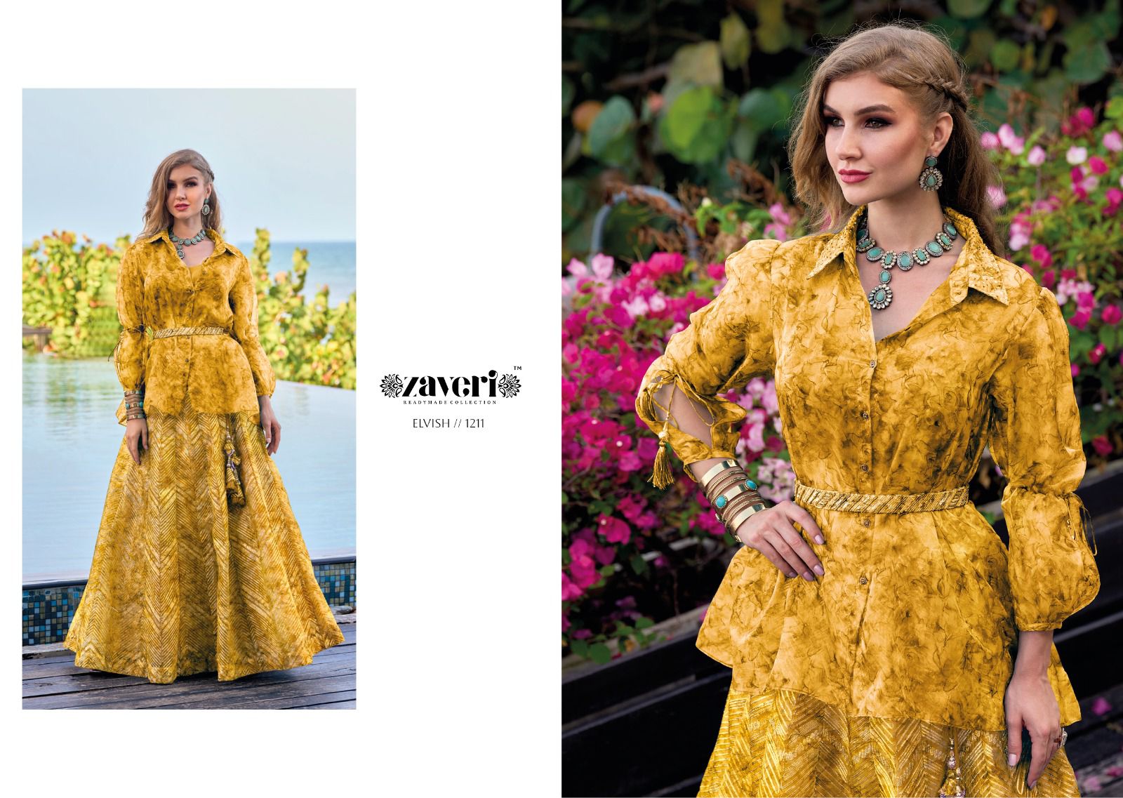 Zaveri Elvish Designer Wear Fancy Top With Skirt Collection