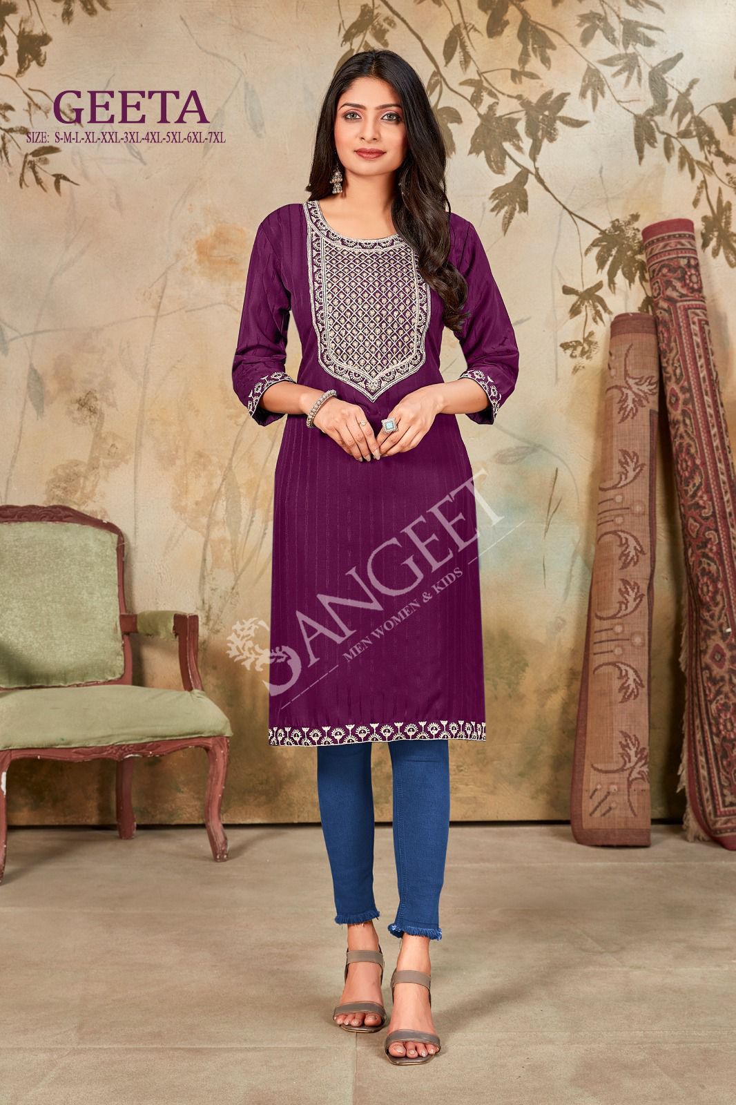 Geeta Vol 1 Embroidey Sequence Kurti Collection