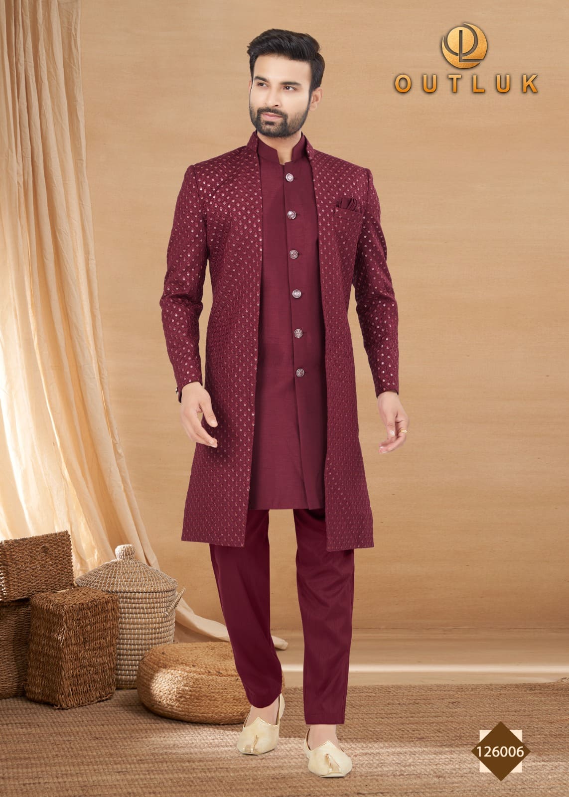 Outlook Vol 126 Wedding Wear Indo Western Kurta Pajama With Blazer
