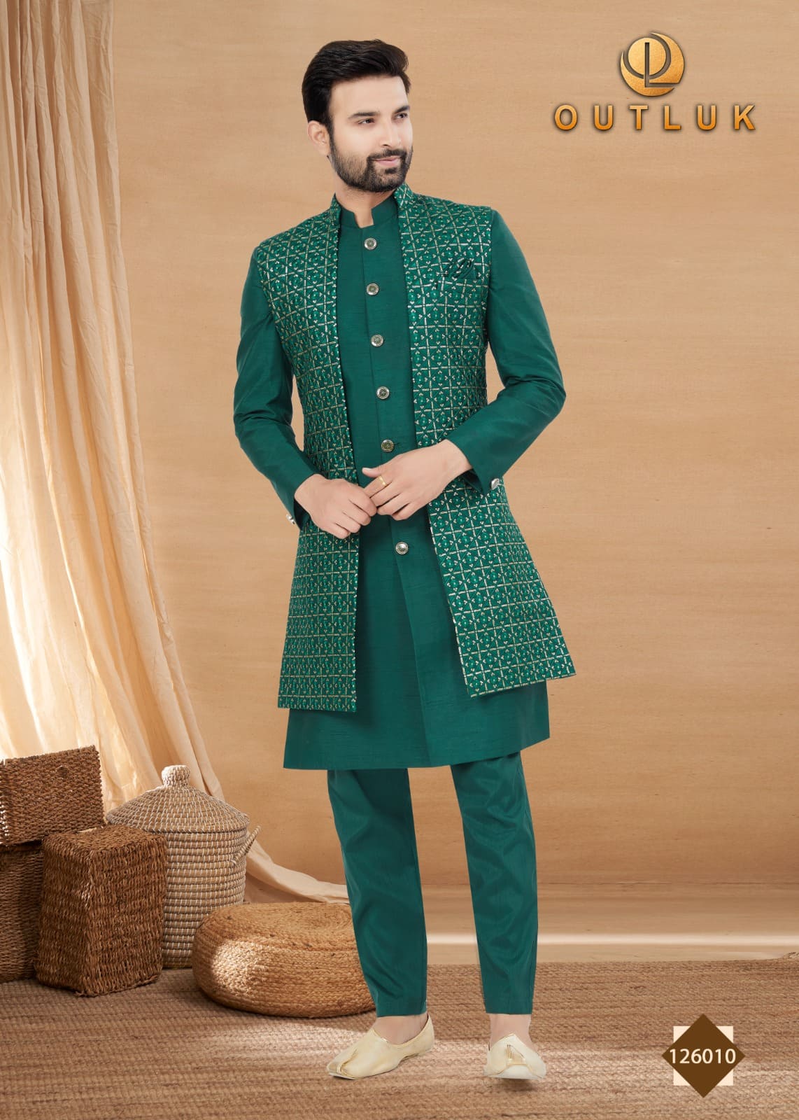 Outlook Vol 126 Wedding Wear Indo Western Kurta Pajama With Blazer