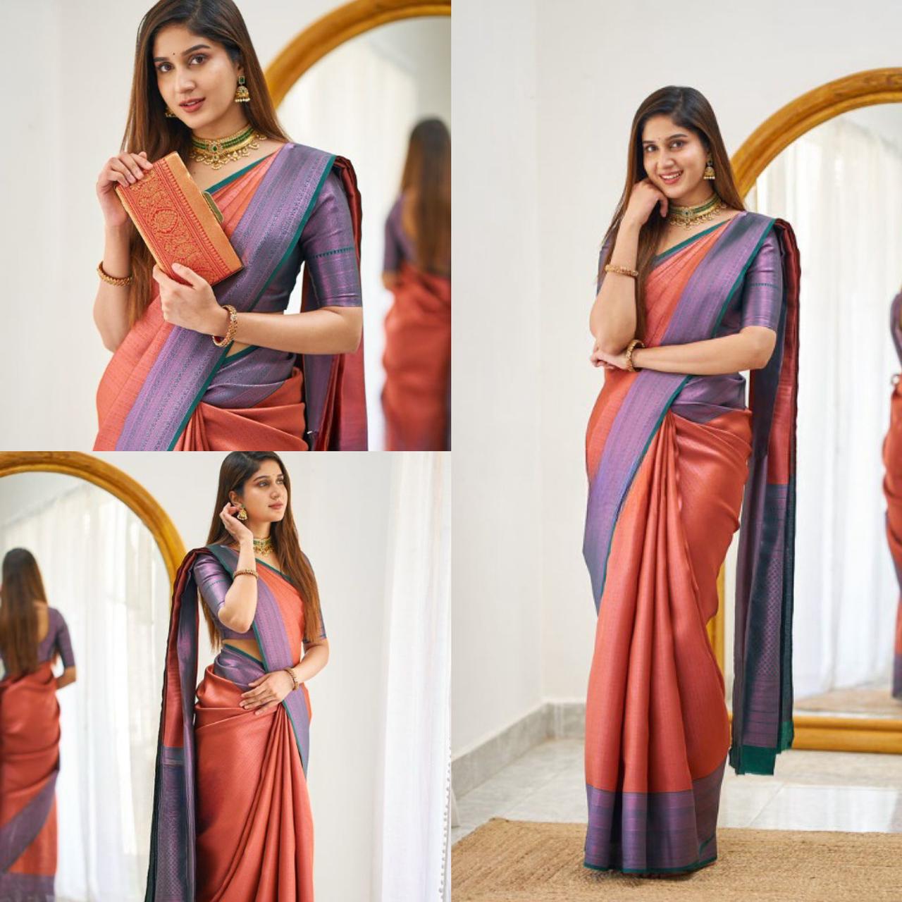 Soft Silk 177 Jacquard Work Lichi Silk Saree Collection