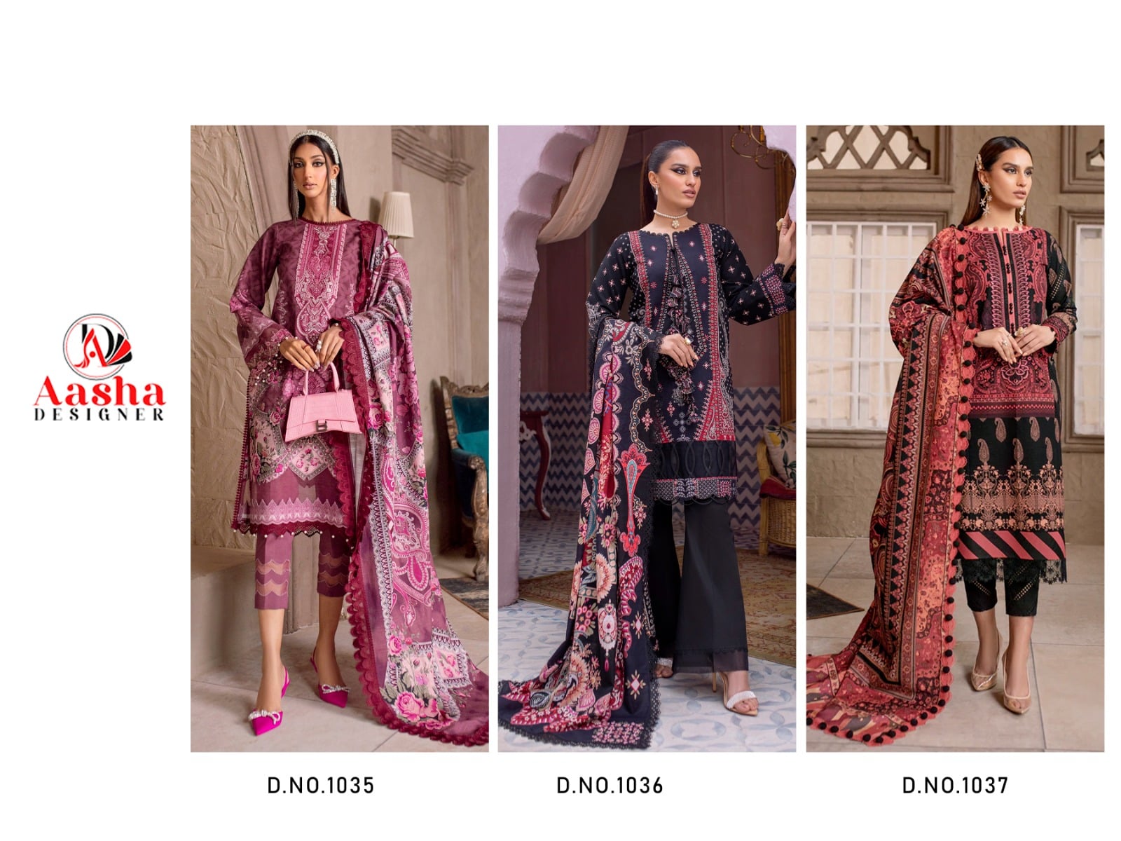 Aasha Queen Court Vol 4 Pakistani Suits And Chiffon Dupatta Collection
