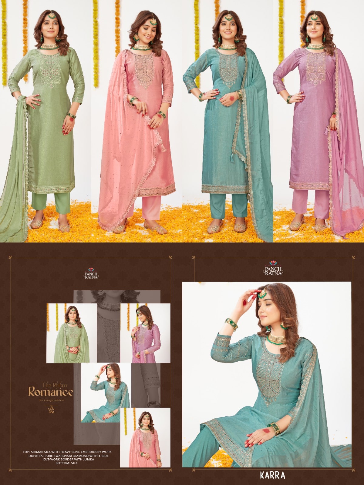 Panch Ratna Karra Shimar Silk Designer Dress Material Collection