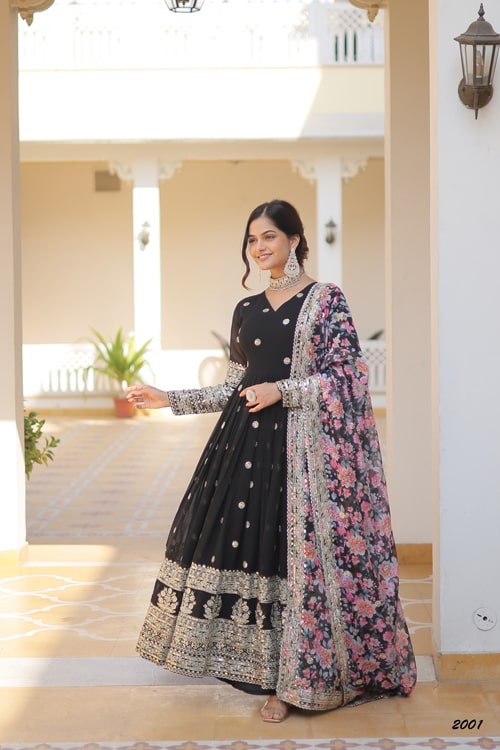 Daniel Vol 2 Embroidery Designer Long Gown With Dupatta Collection