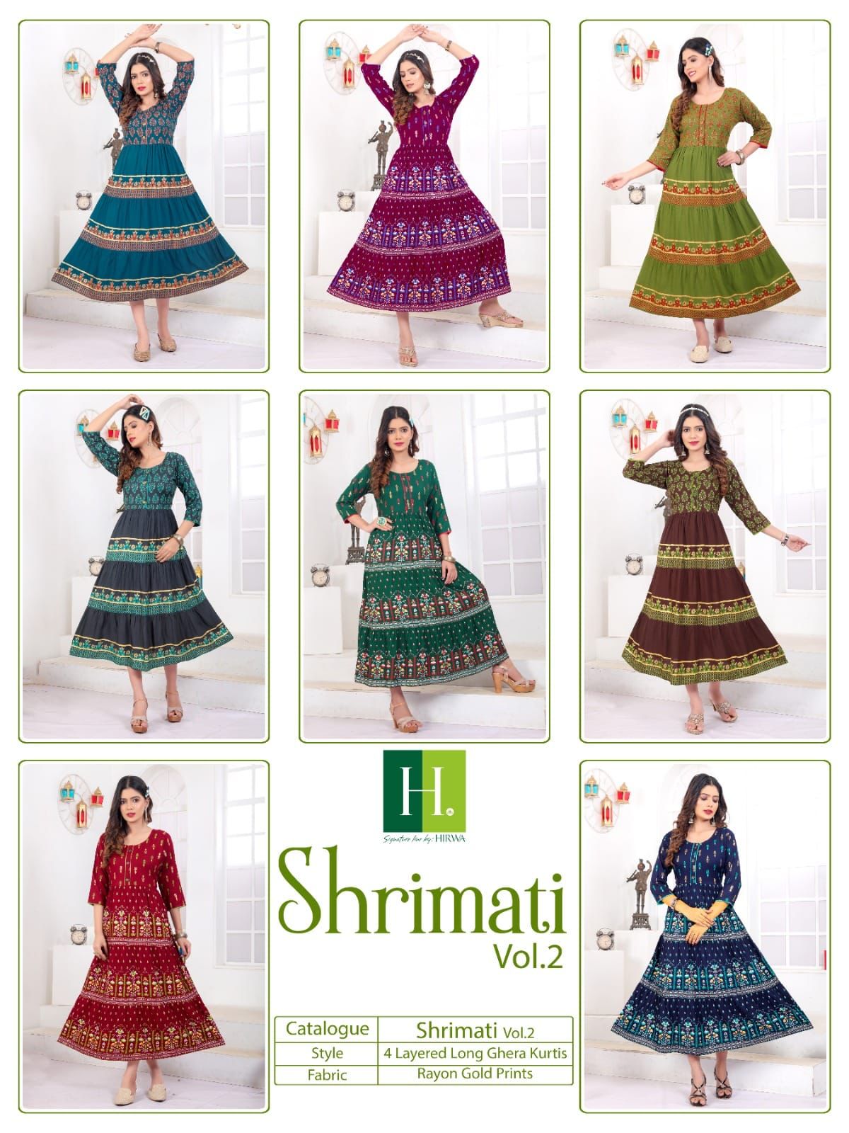 Hirwa Shrimati Vol 2 Anarkali Long Kurti Collection