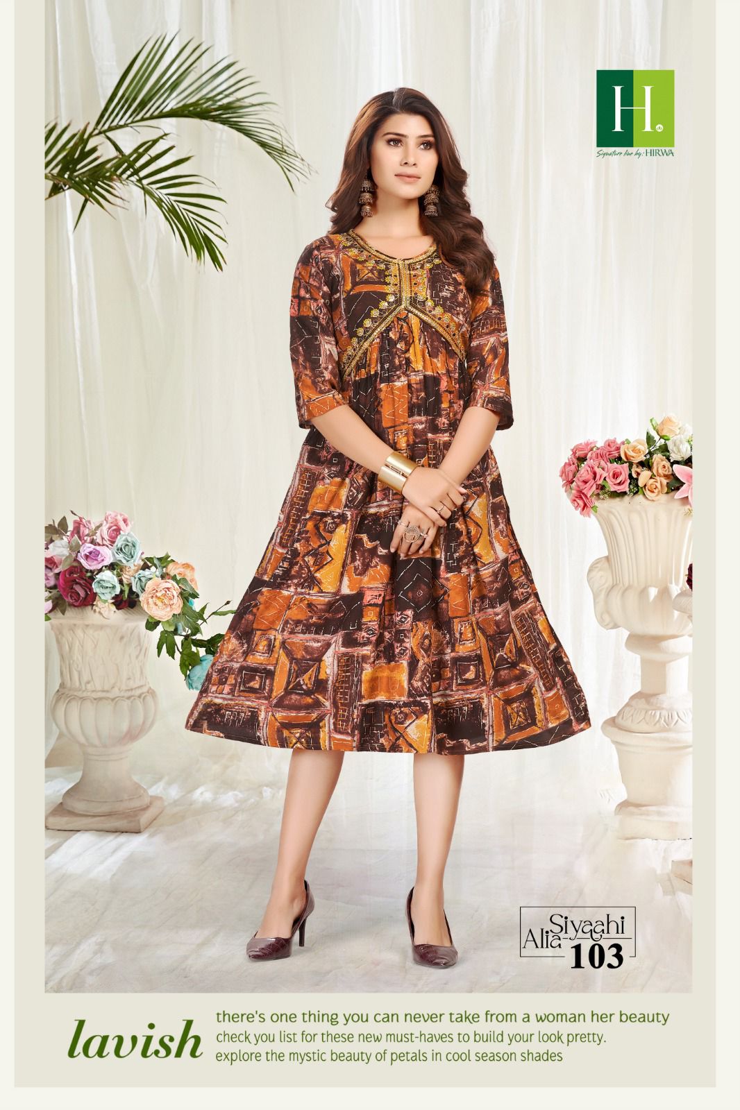 Hirwa Siyaahi Aila Cut Designer Kurti Collection