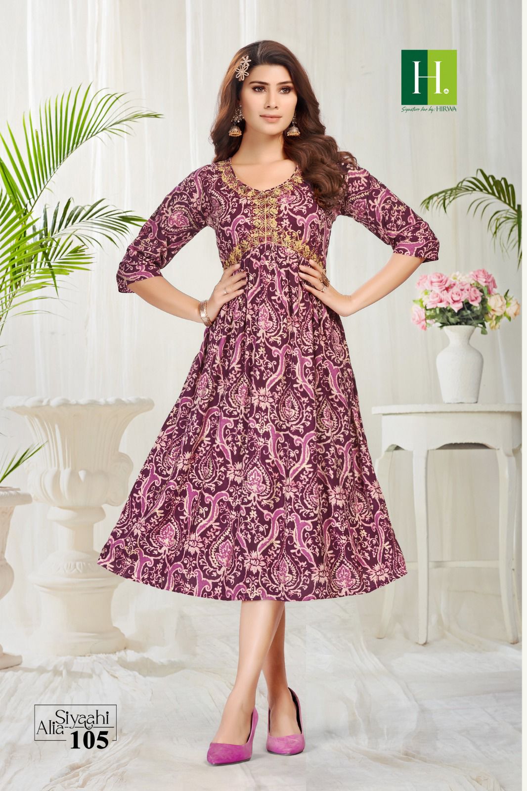 Hirwa Siyaahi Aila Cut Designer Kurti Collection