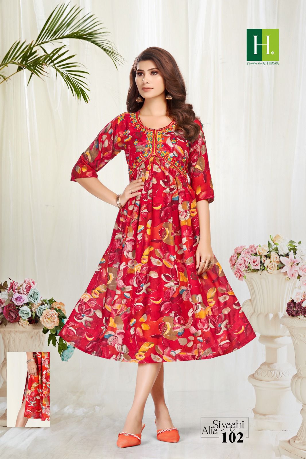 Hirwa Siyaahi Aila Cut Designer Kurti Collection