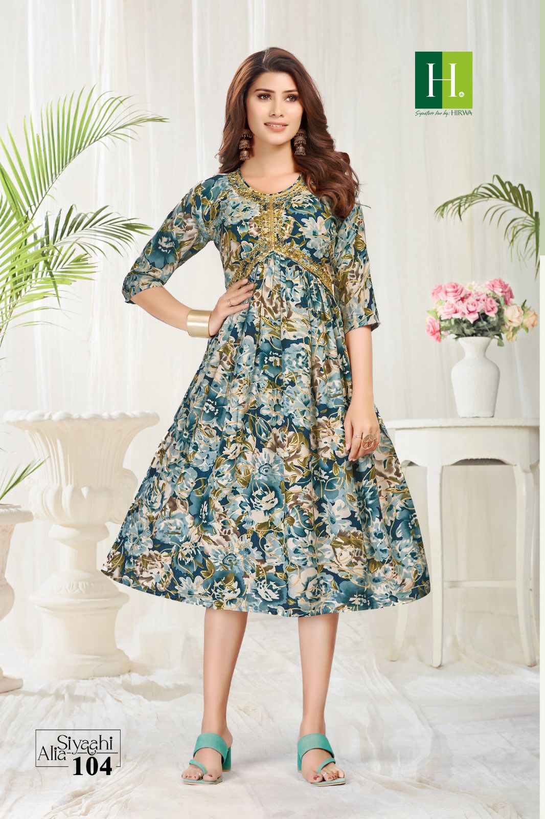 Hirwa Siyaahi Aila Cut Designer Kurti Collection