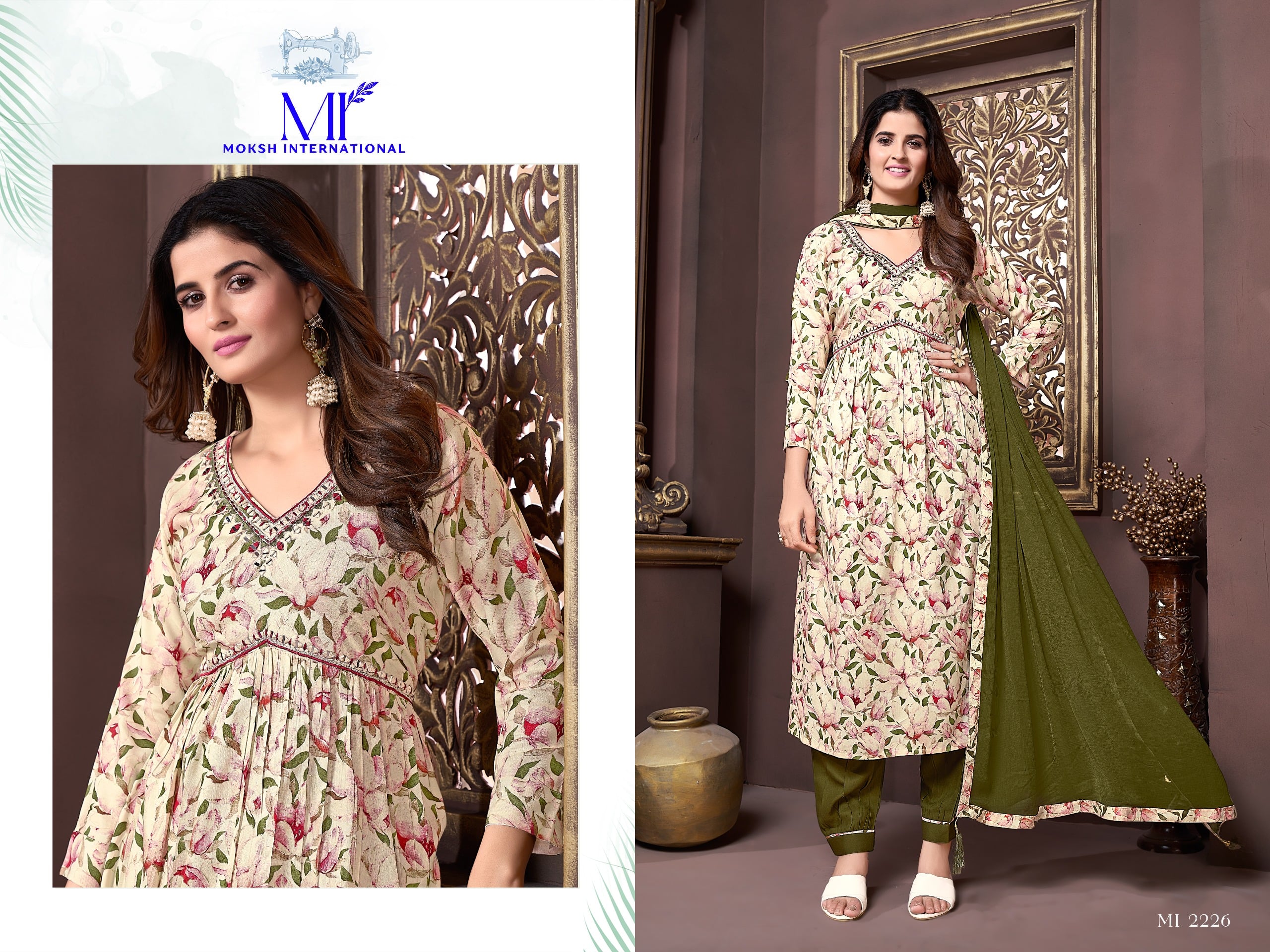 Moksh Afgani Alia Vol 1 Aila Cut Kurti Pant With Dupatta Collection