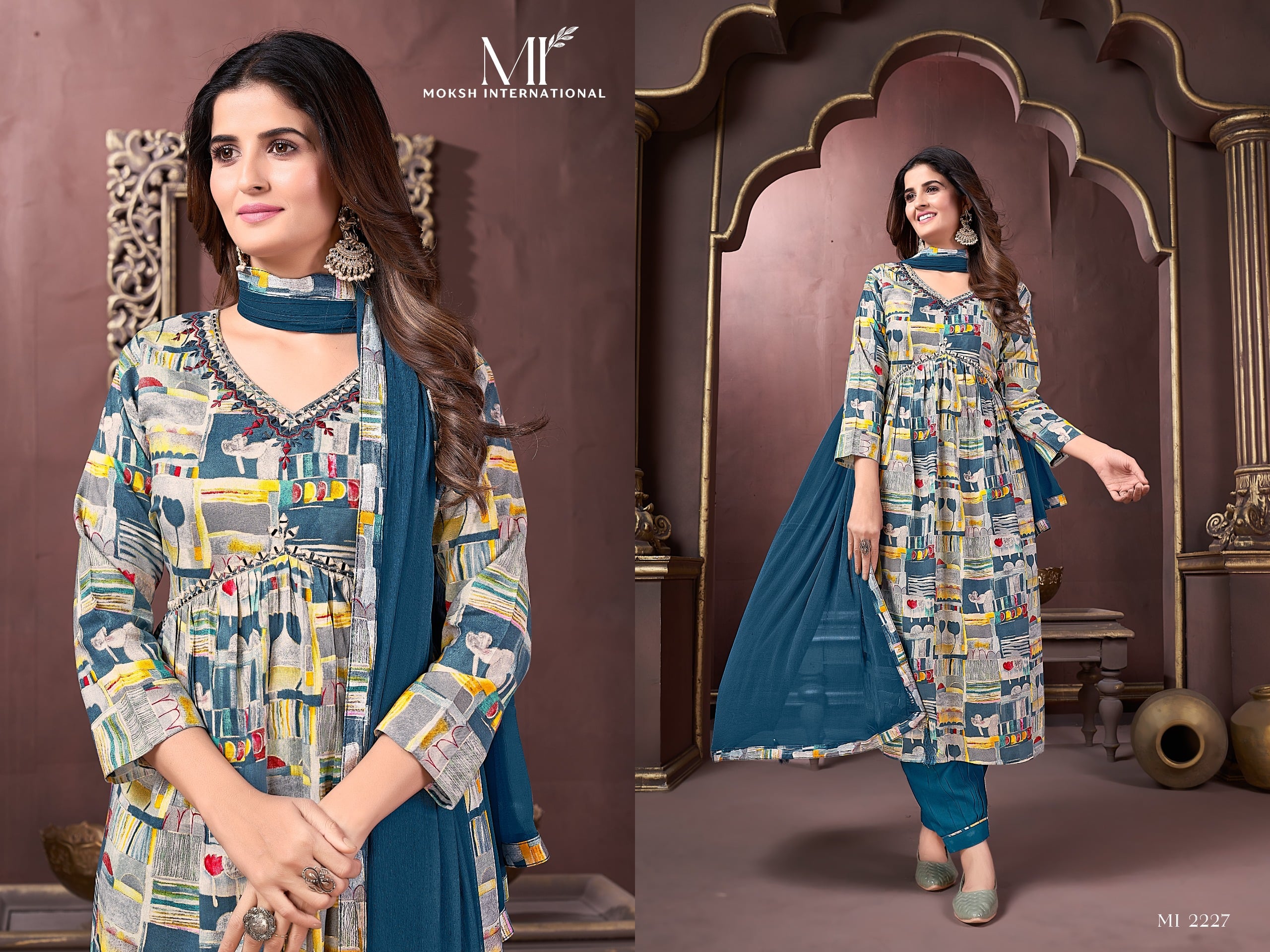 Moksh Afgani Alia Vol 1 Aila Cut Kurti Pant With Dupatta Collection