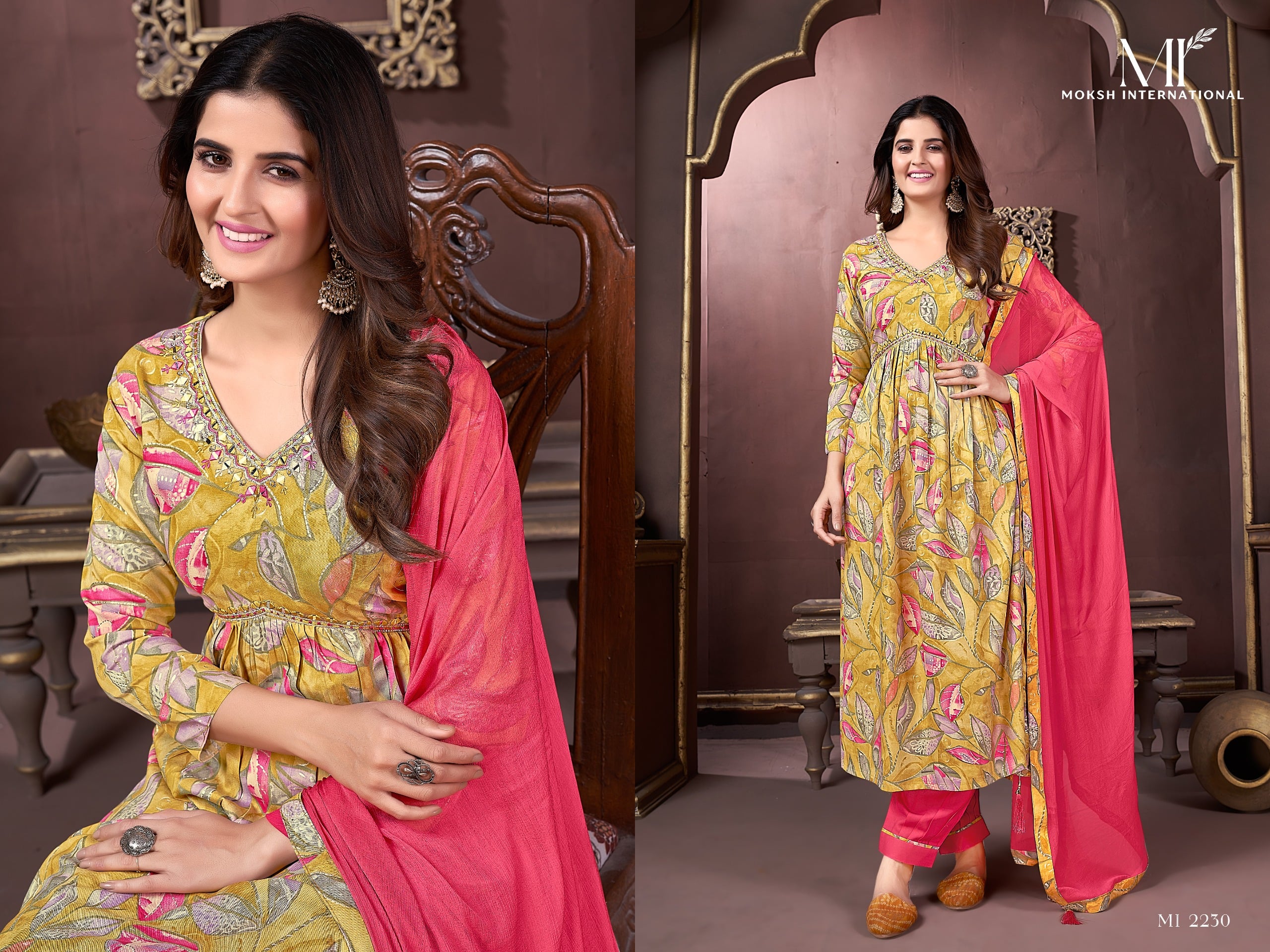 Moksh Afgani Alia Vol 2 Aila Cut Kurti Pant With Dupatta Collection