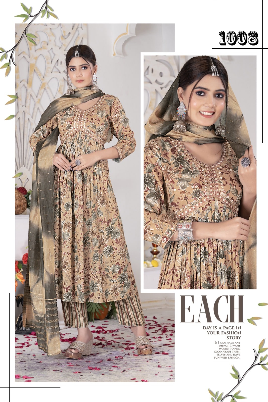 Mystic 9 Pooja Vol 2 Foil Printed Aila Cut Kurti Bottom With Dupatta