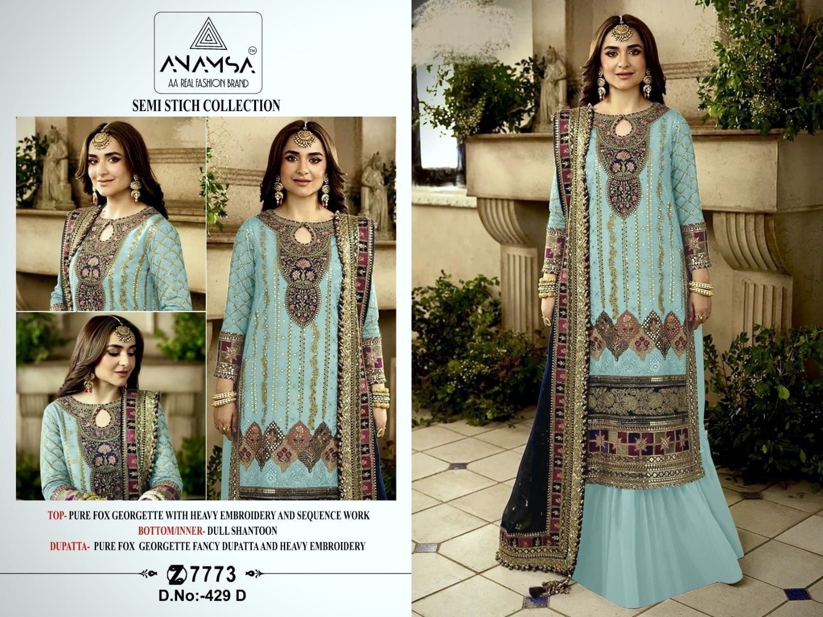 Anamsa 429 A To D Hit Colors Pakistani Suit Collection
