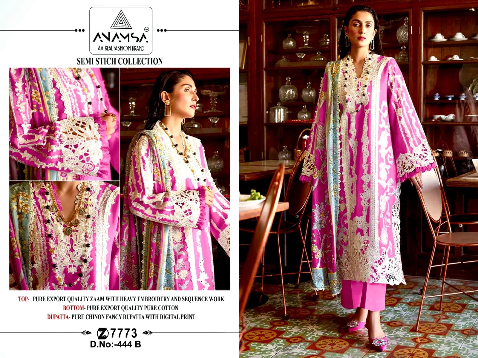 Anamsa 444 A To D Hit Colors Cotton Pakistani Suit Collection
