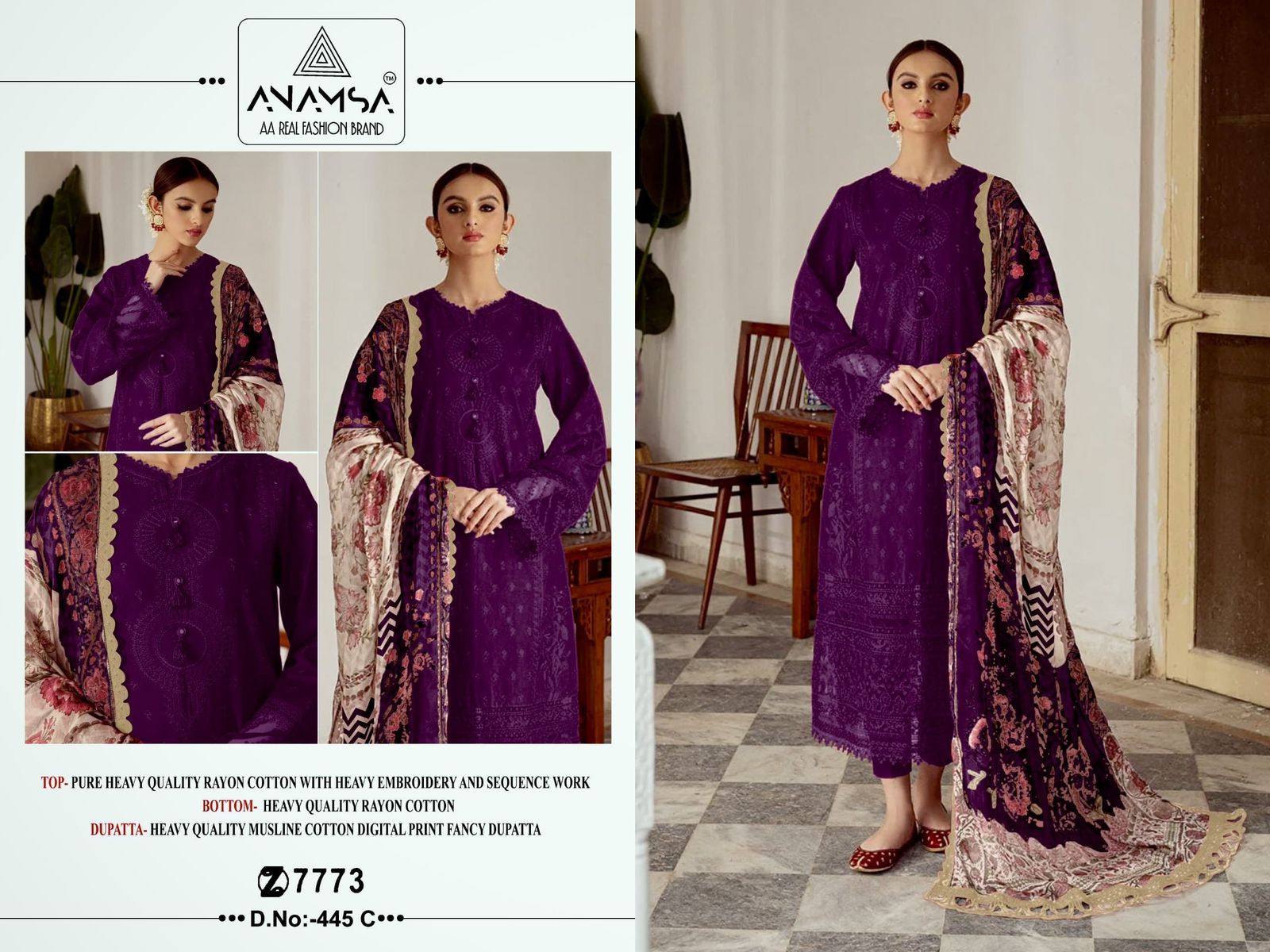 Anamsa 445 A To D Hit Colors Pakistani Suit Collection