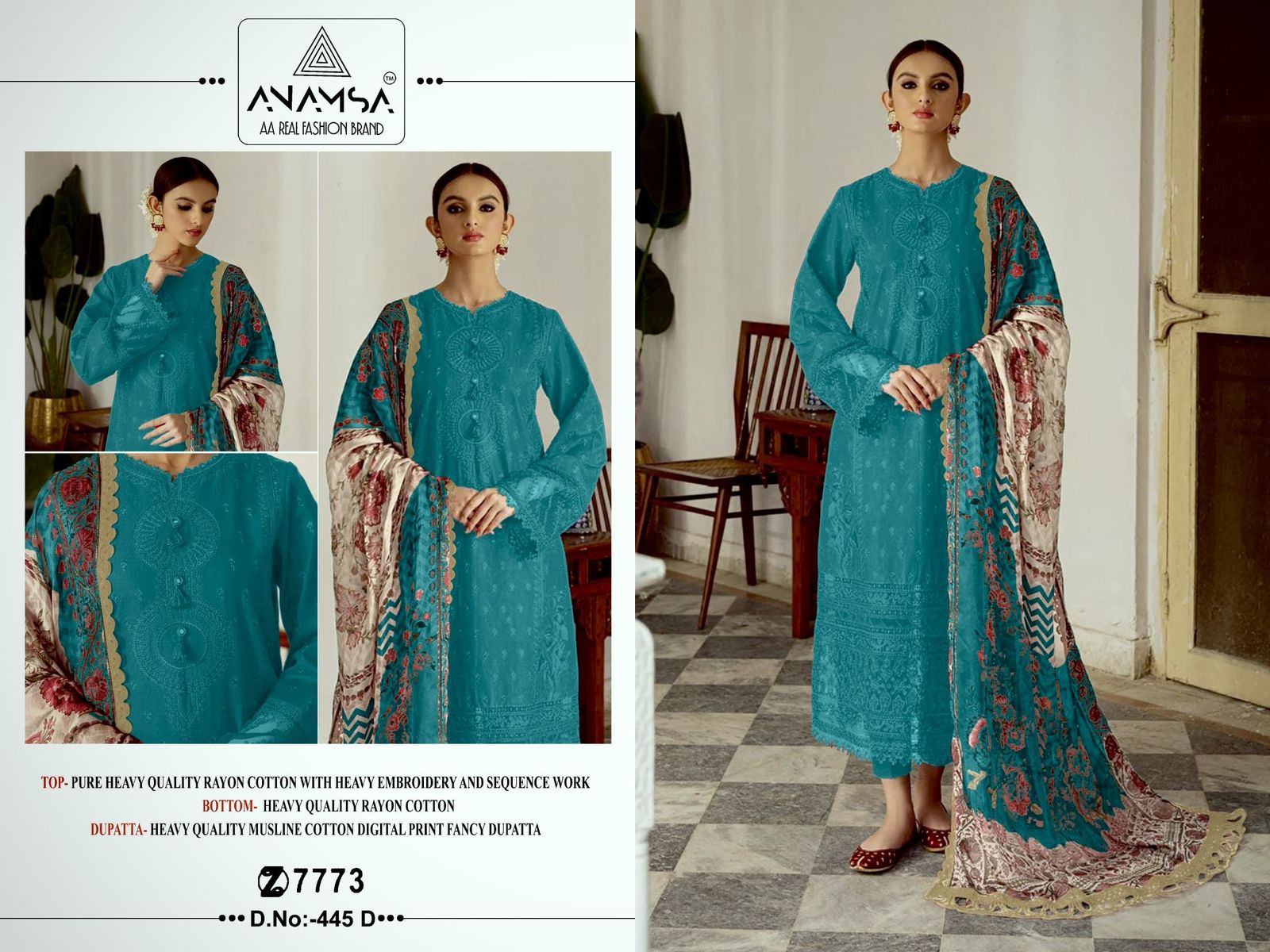 Anamsa 445 A To D Hit Colors Pakistani Suit Collection