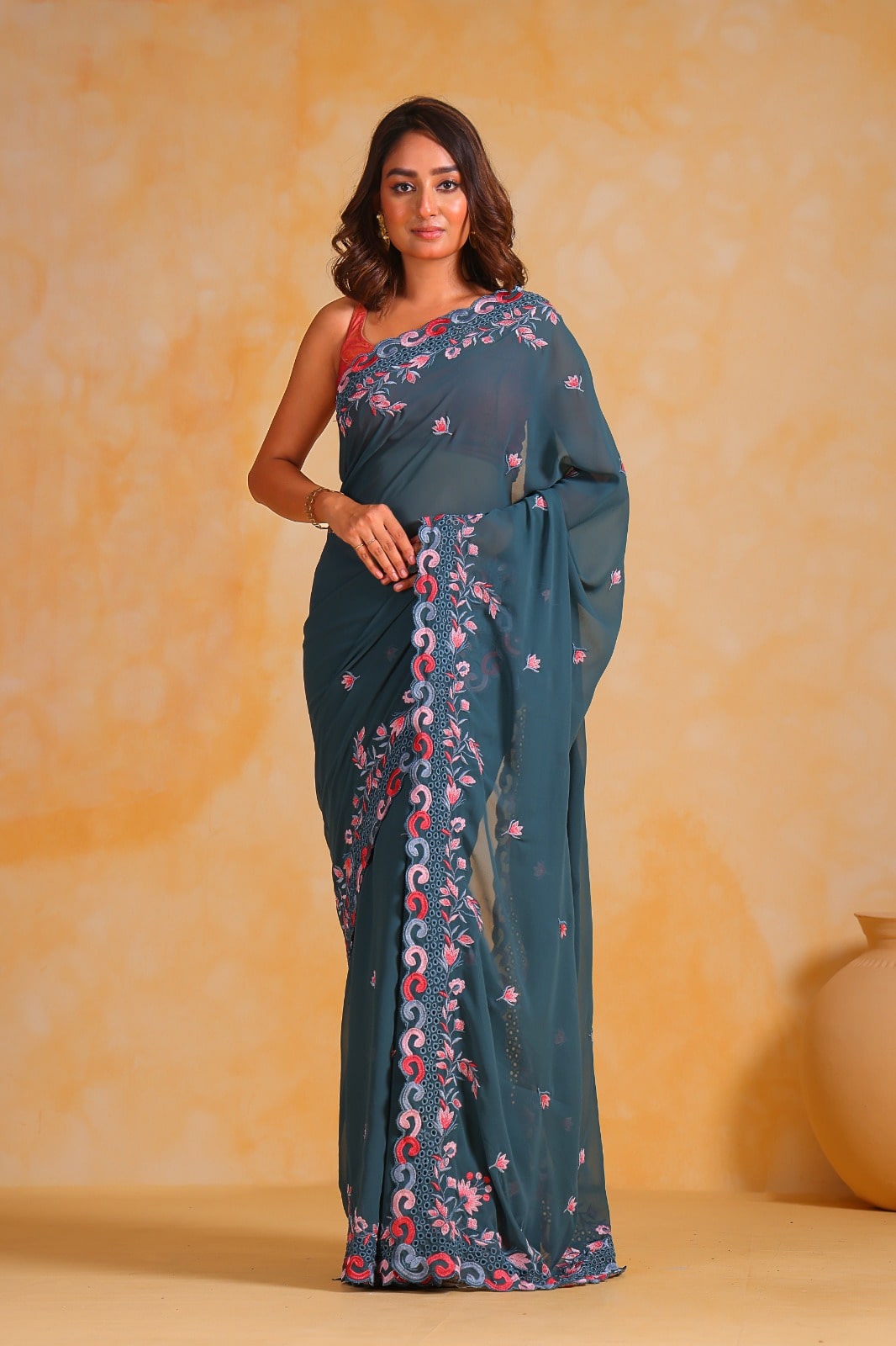 Priya 01 Georgette Embroidery Saree Collection