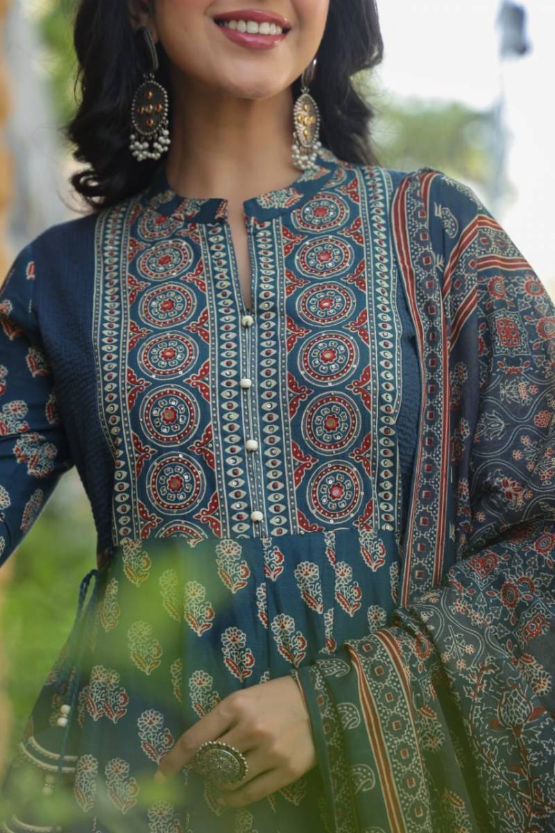 Tanyaa P 187 Hand Work Cotton Flared Kurti Bottom With Dupatta