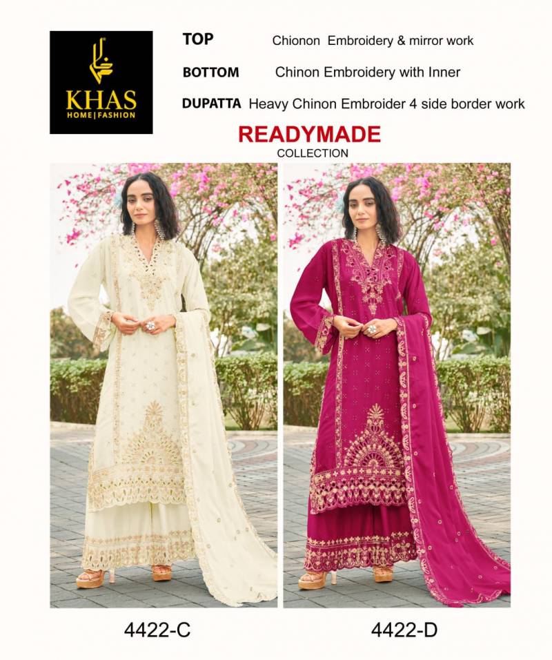 Khas 4422 C And D Embroidered Ready Made Pakistani Suits