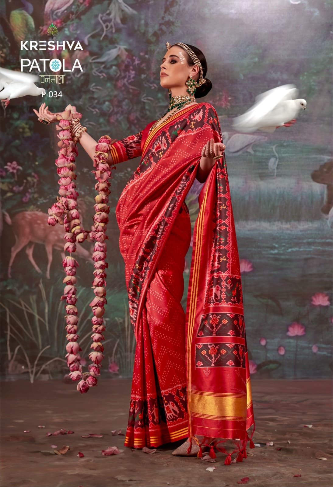 Kreshva Patola Vanmala Silk Traditional Wear Saree Collection