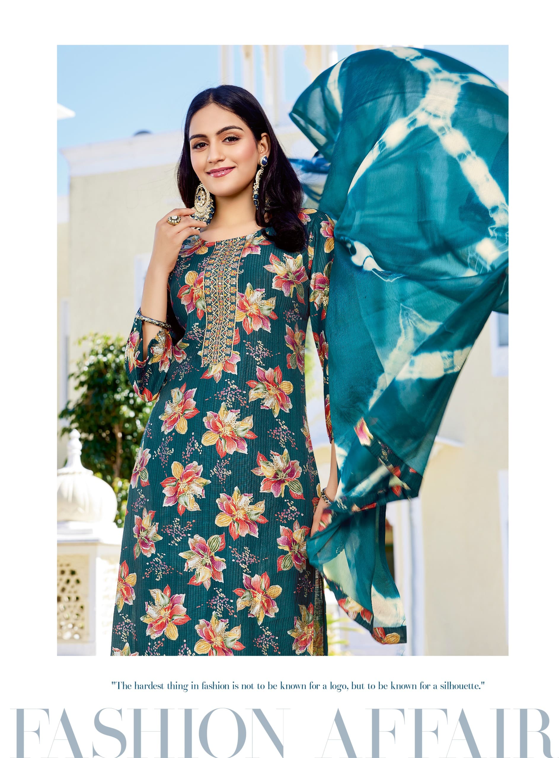 Radhika Suhag Vol 1 Fancy Neck Work Kurti Pant And Dupatta Set