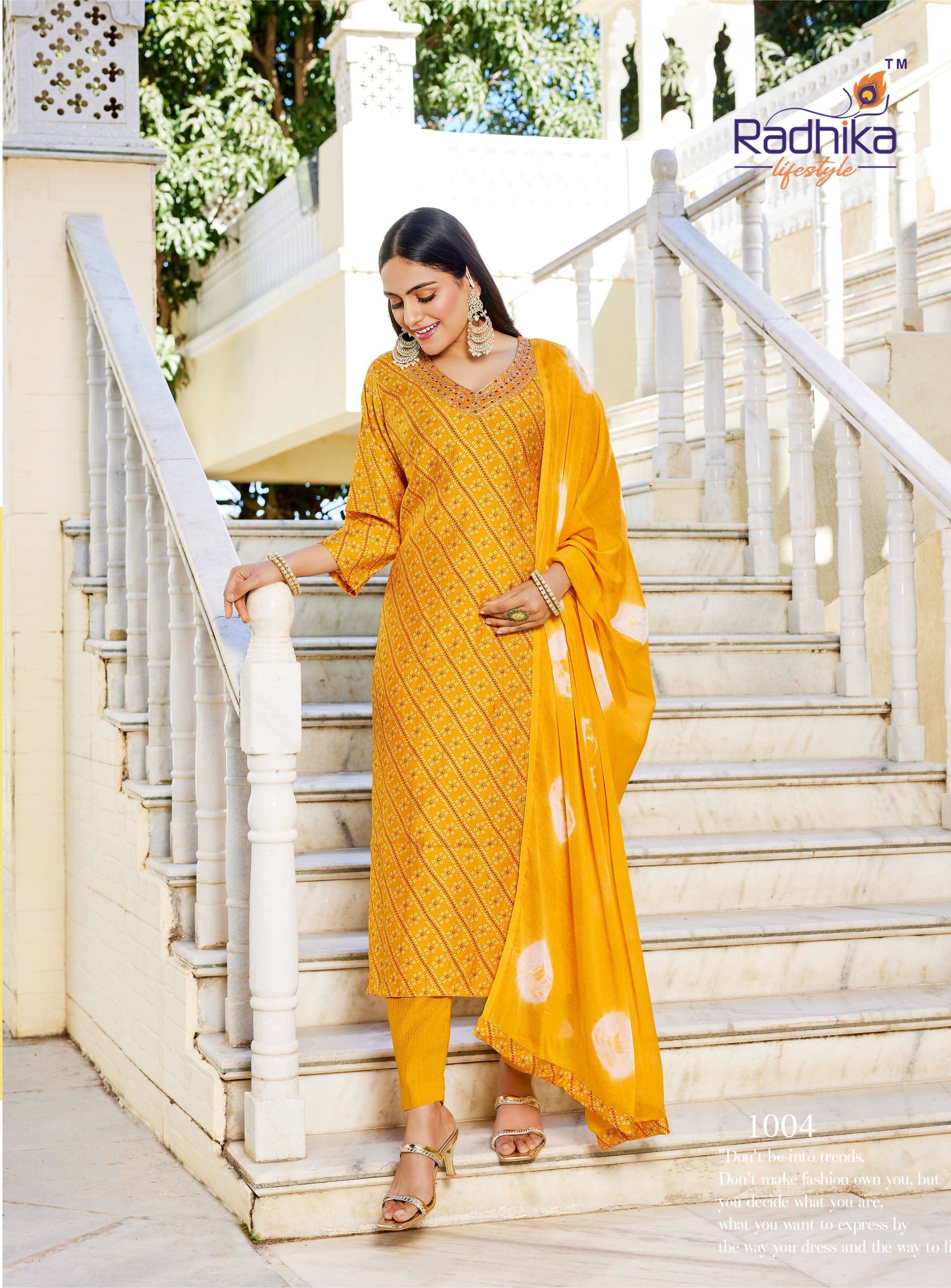 Radhika Suhag Vol 1 Fancy Neck Work Kurti Pant And Dupatta Set