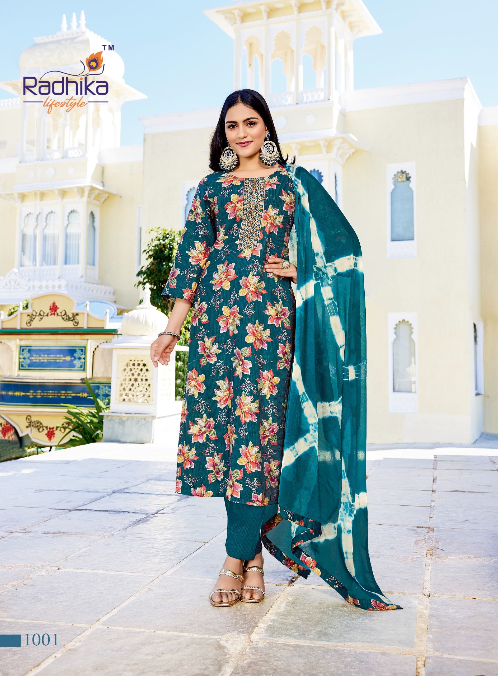 Radhika Suhag Vol 1 Fancy Neck Work Kurti Pant And Dupatta Set